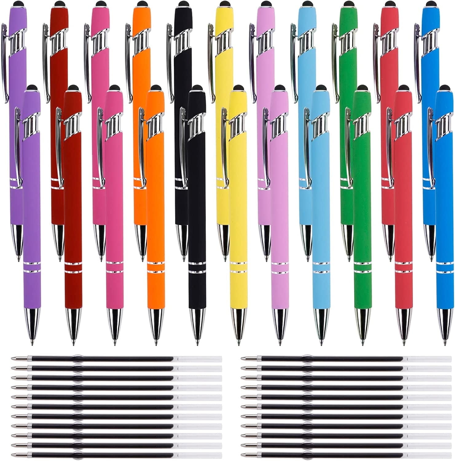 RETON 22 Pcs 2-in-1 Stylus Ballpoint Pens, Retractable Black Ink, 22 ...