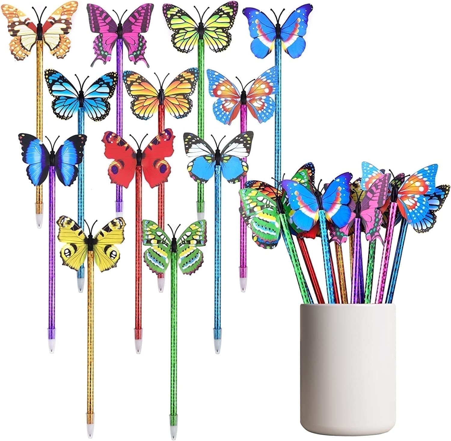 24 Pack Butterfly Ballpoint Pens, Fine Point 0.5, Cute Pens for School ...