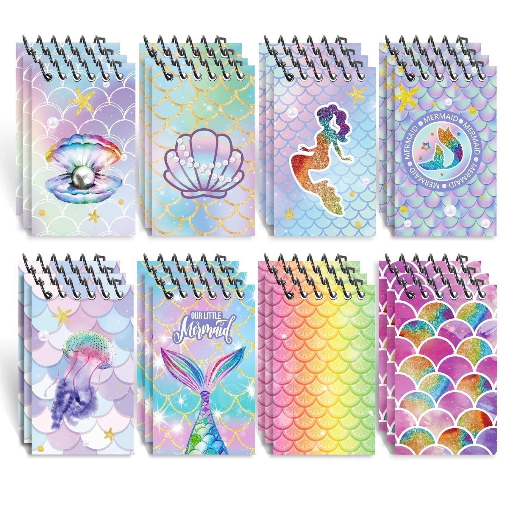 RETON 24Pcs Small Pocket Notebooks, 2.3 x 4in Mermaids, Mini Spiral ...