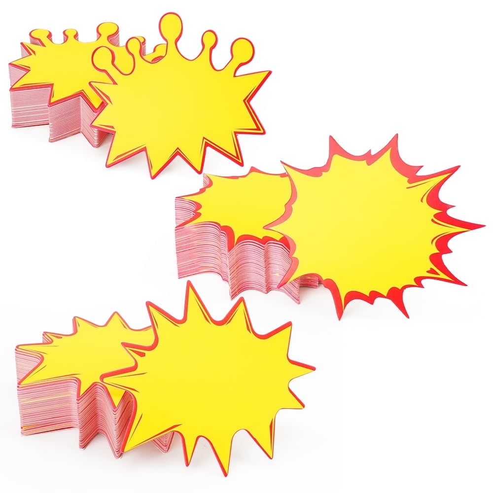 RETON 300 Pieces Paper Starburst Signs Star Burst Signs for Retail ...