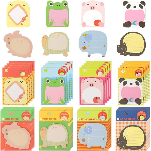 RETON 32Pcs Super Sticky Notes Set, Cute Sticky Note Pads Animals Shape ...