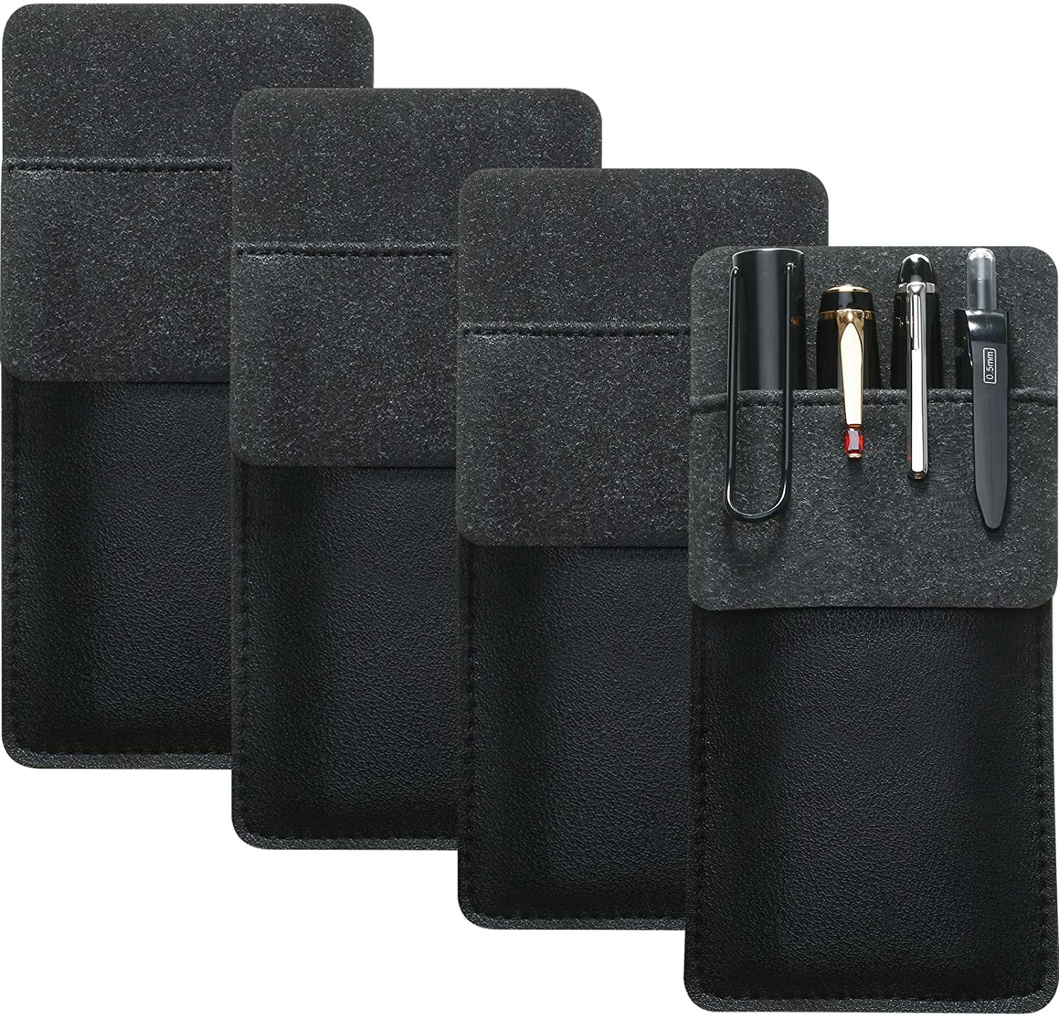 RETON 4-Pack Handmade Leather Pocket Protectors, Pen Pouch Holder for Lab Coats/Shirts, School ...