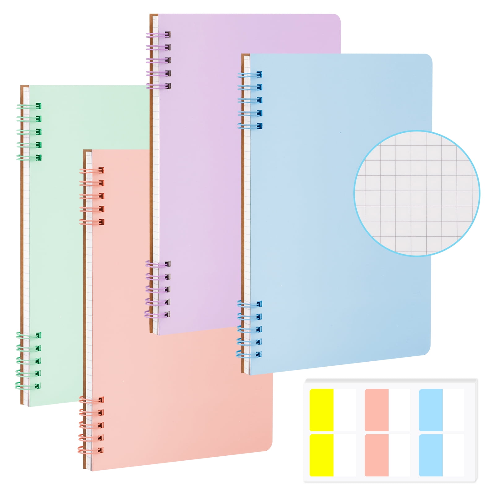 RETON 4Pcs Spiral Graph Paper Notebooks, 1 Subject Wirebound Notebook ...