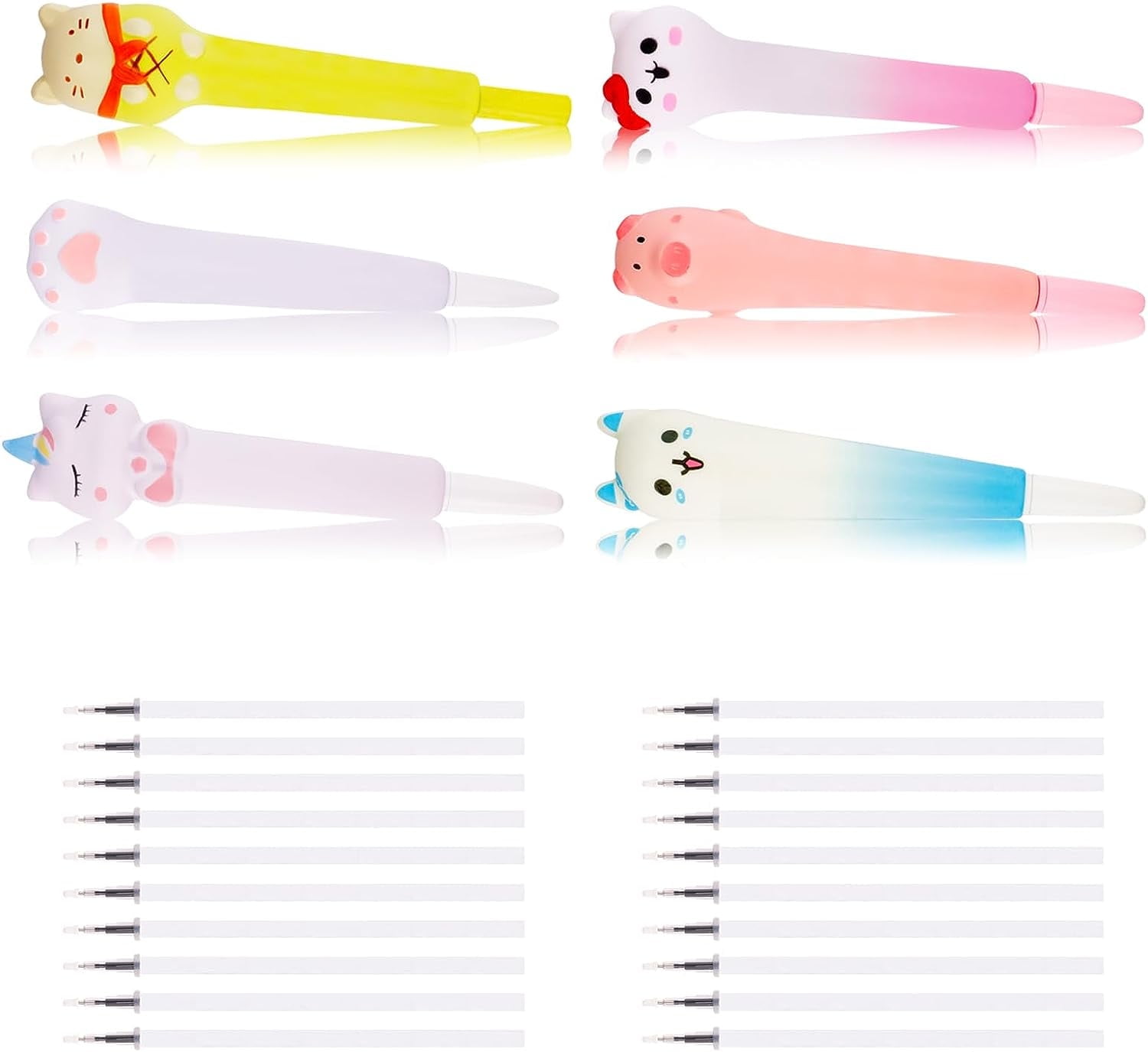 RETON 6 Pcs Cute Ballpoint Pen Gel Ink Pen, Squishy Pens Cartoon ...