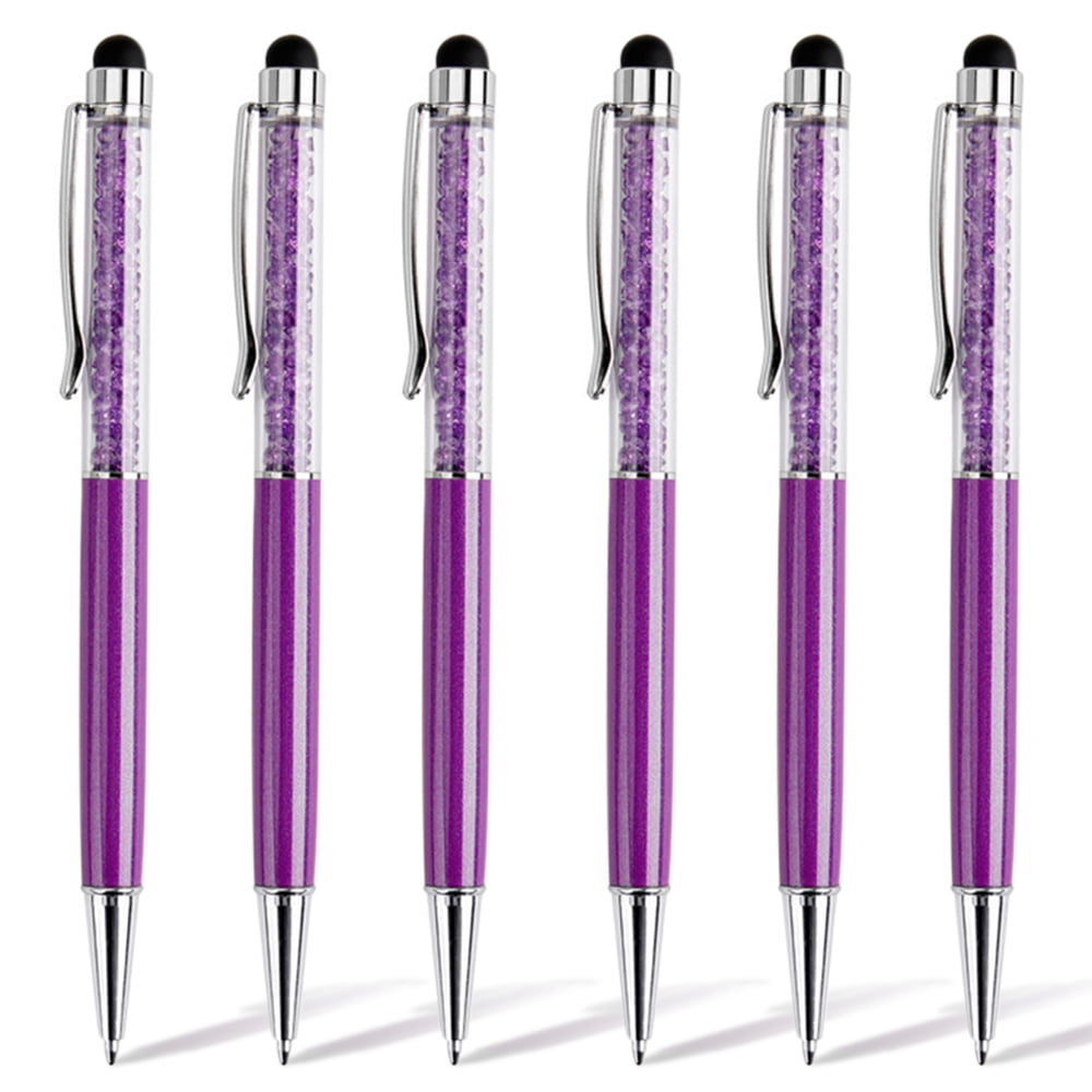 RETON 6-Piece 2-in-1 Ballpoint Stylus Pen, Black Ink, Purple Shell ...