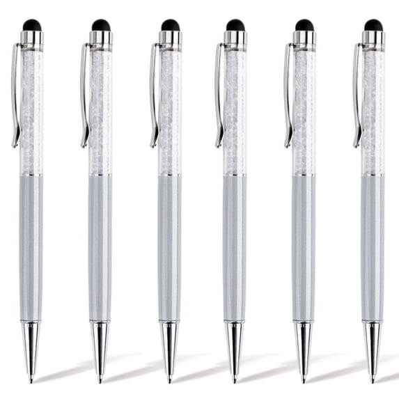 RETON 6-Piece 2-in-1 Pen Ballpoint Pen, Black Ink, Retractable Crystal ...
