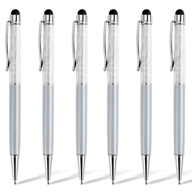 RETON 6-Piece 2-in-1 Pen Ballpoint Pen, Black Ink, Retractable Crystal ...