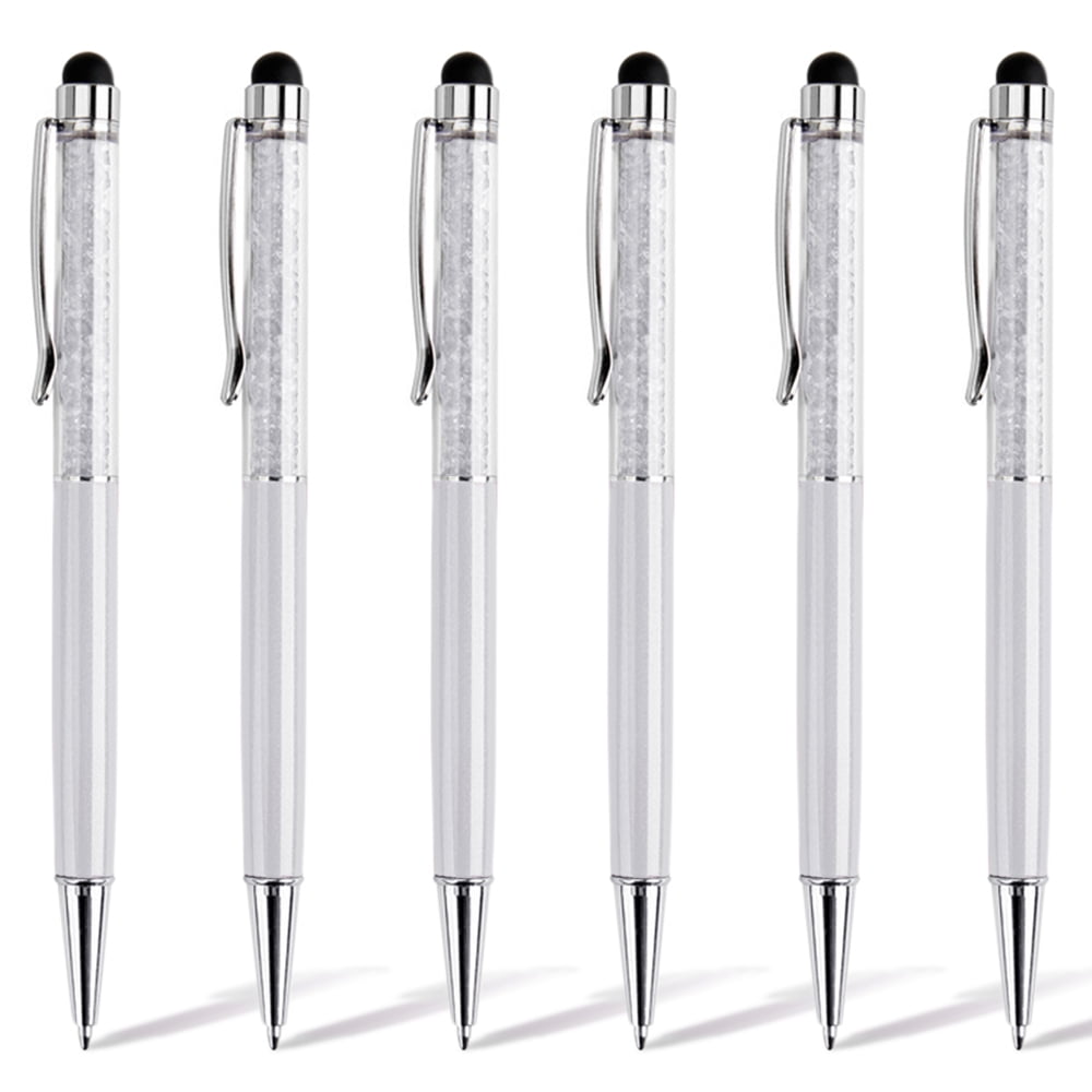 RETON 6-Piece 2-in-1 Pen Ballpoint Pen, Black Ink, Retractable Crystal ...