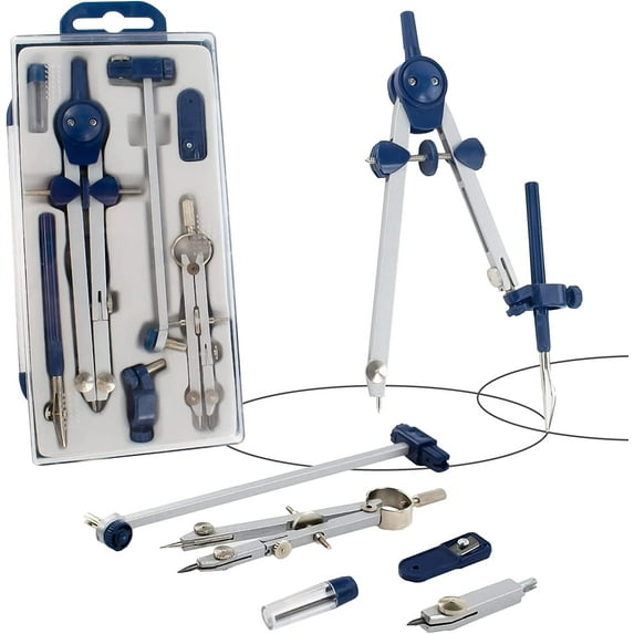 RETON 7PCS Professional Compass for Geometry Set, Metal Compass with ...