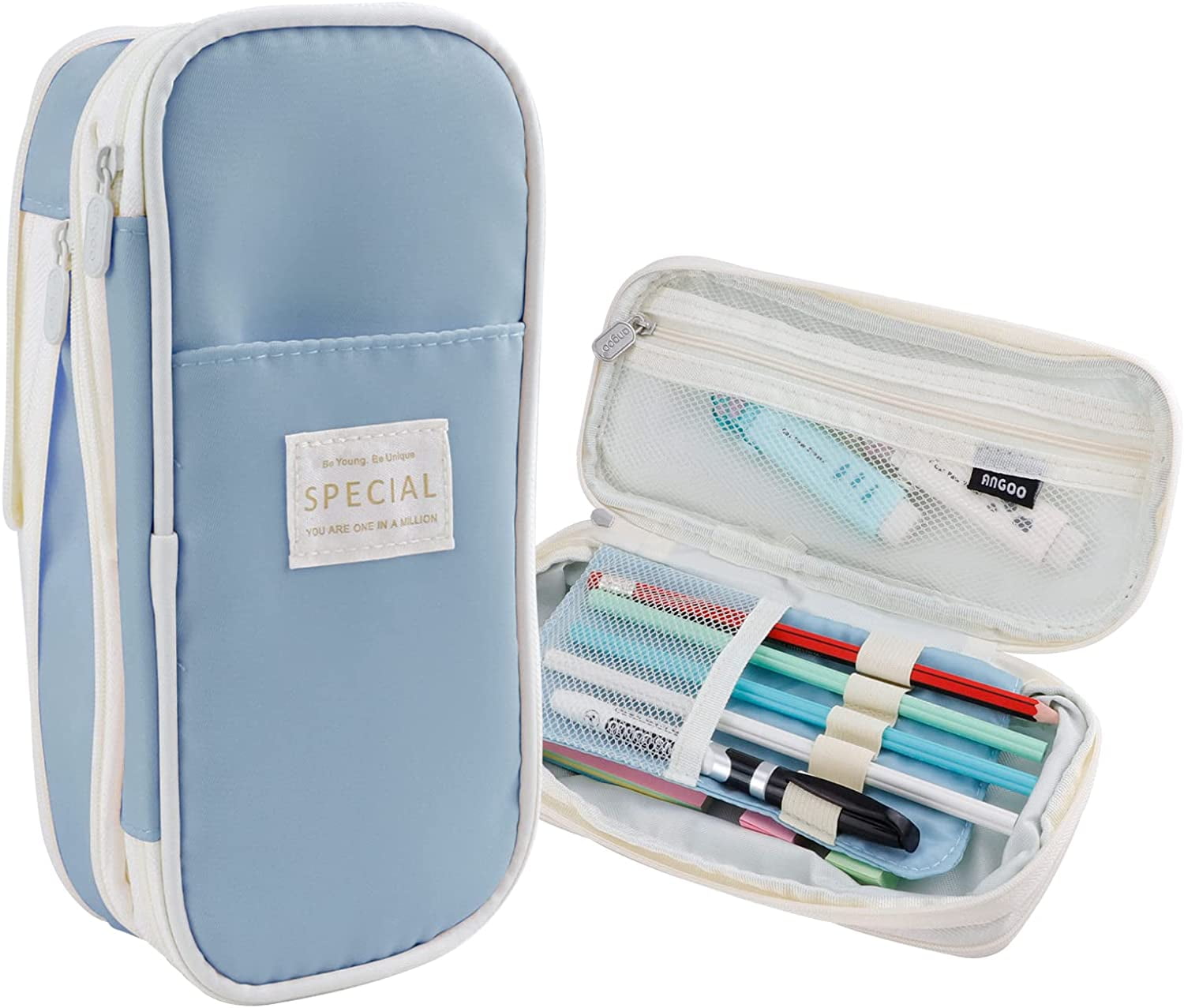 RETON Big Capacity Expandable Pencil Cases with Compartments, Blue ...