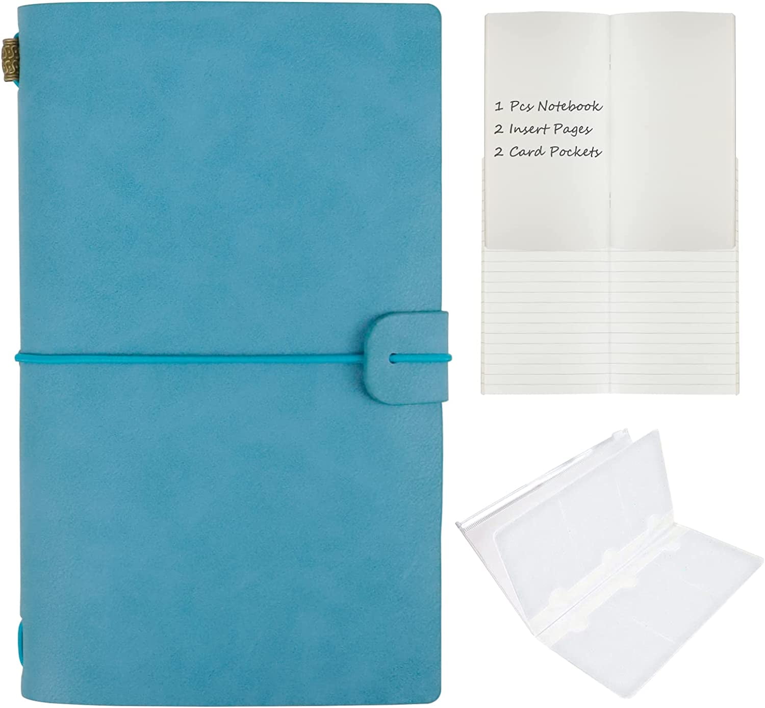 RETON Leather Vintage Notebook with Elastic Closure and Card Pockets ...