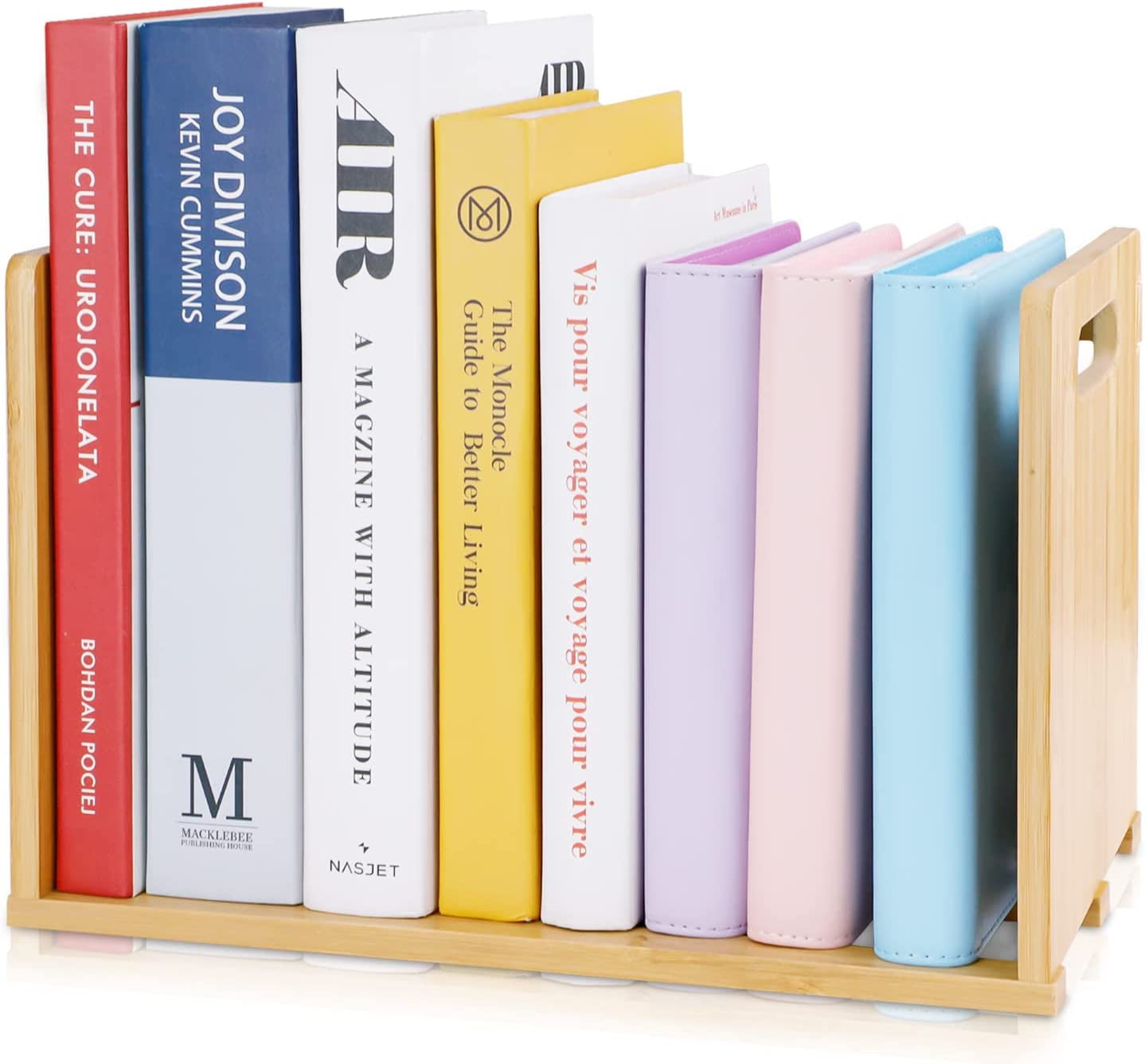 RETON Small Desktop Bookshelf - Tabletop Organizer with Handles, Mini ...