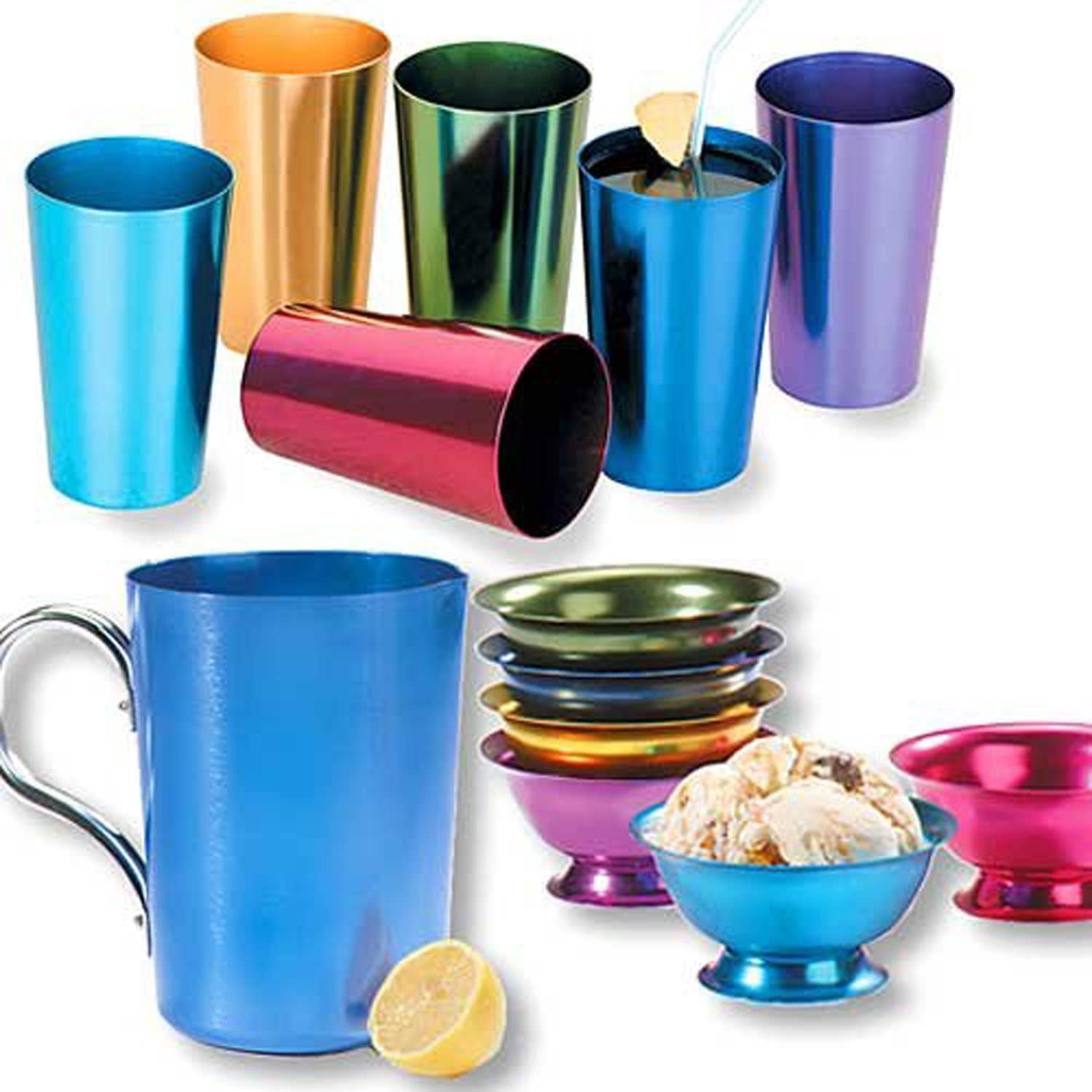 RETRO ALUMINUM TUMBLERS NON BREAKABLE CUPS SET OF 6 - Walmart.com