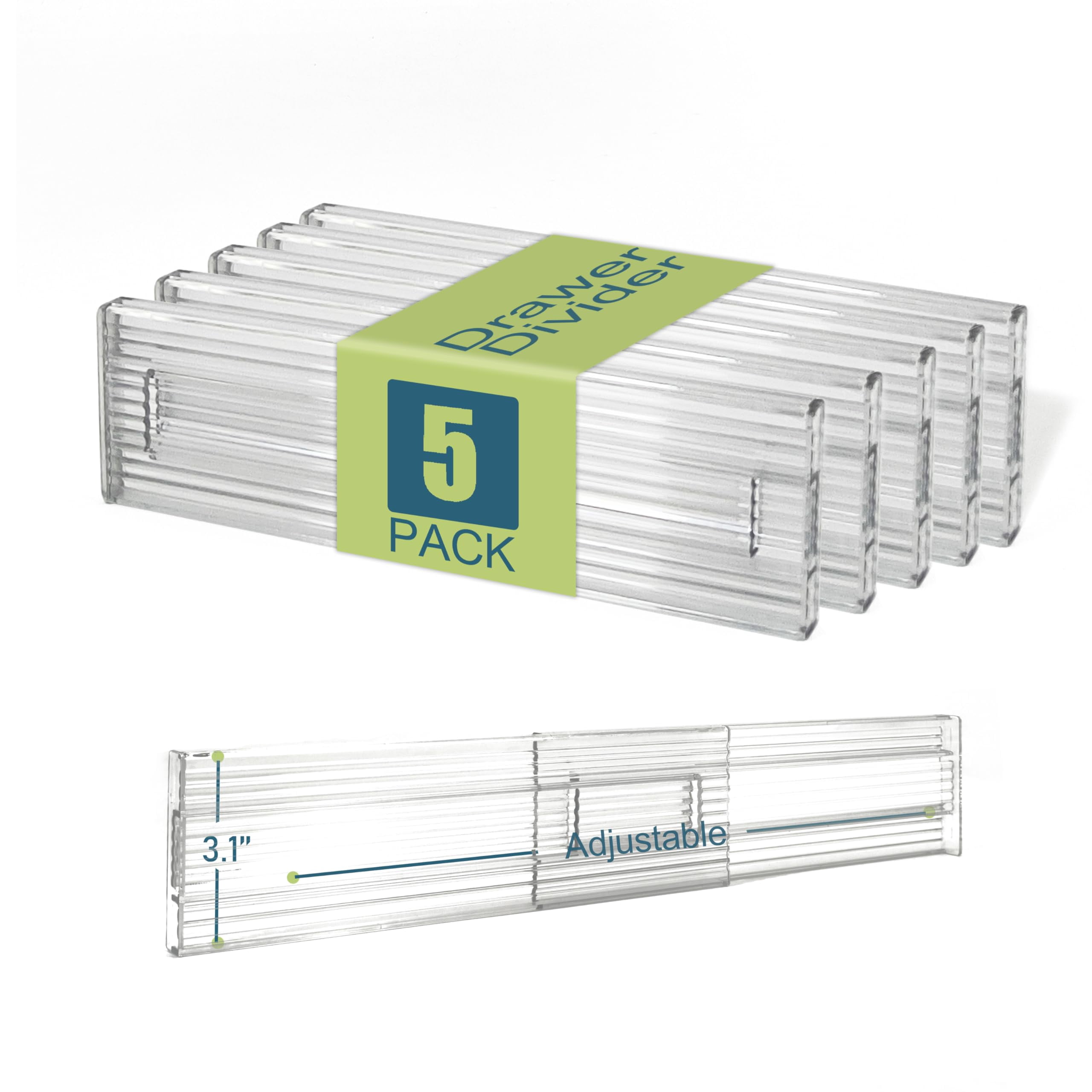 RETRONLY Expandable Clear Drawer Dividers - 3.1'' Height, 11-19 ...