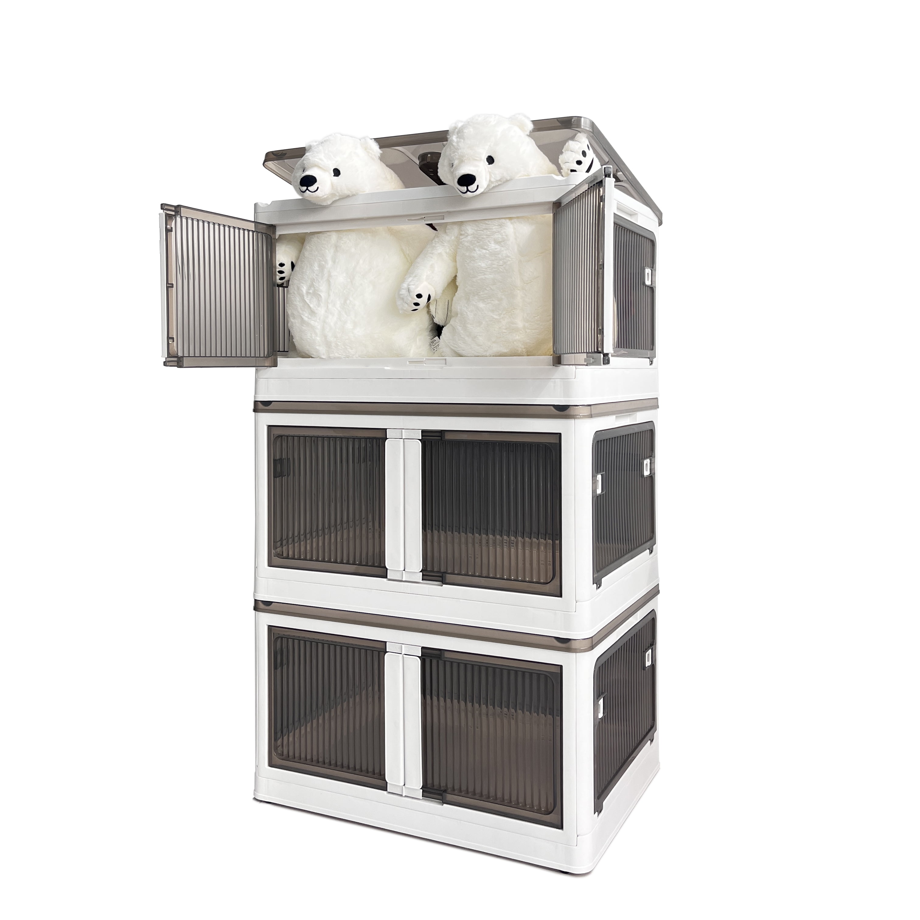 RETRONLY Plastic Stackable Collapsible Storage Bins with Lids ...