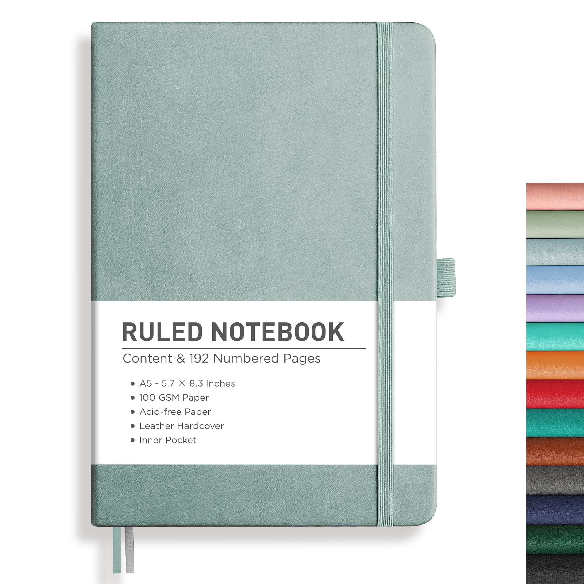 RETTACY Notebook Journal - A5 College Ruled Notebook with 192 Numbered ...