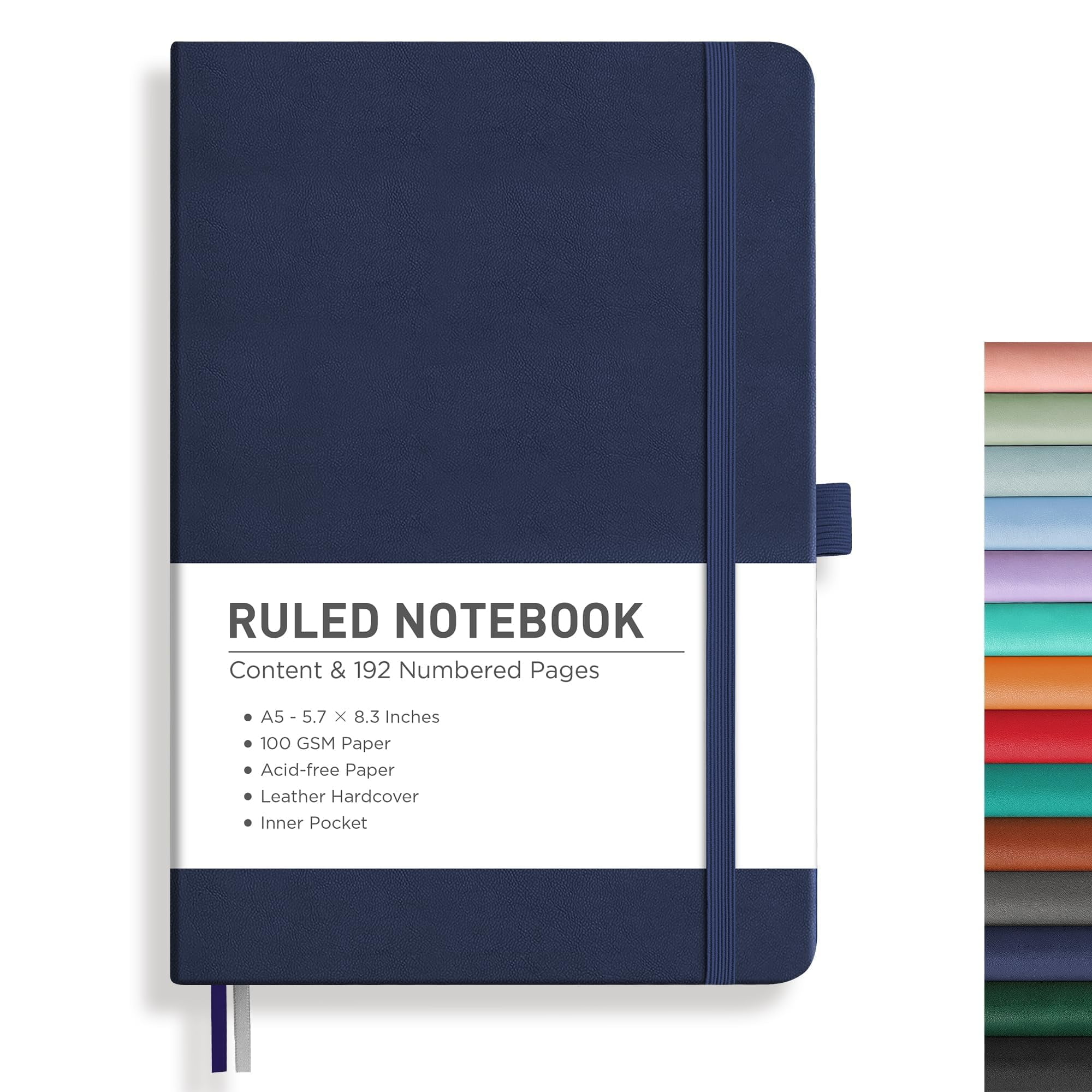 RETTACY Lined Journal Notebook, 192 Numbered Pages, A5 Medium Size (5.7 ...