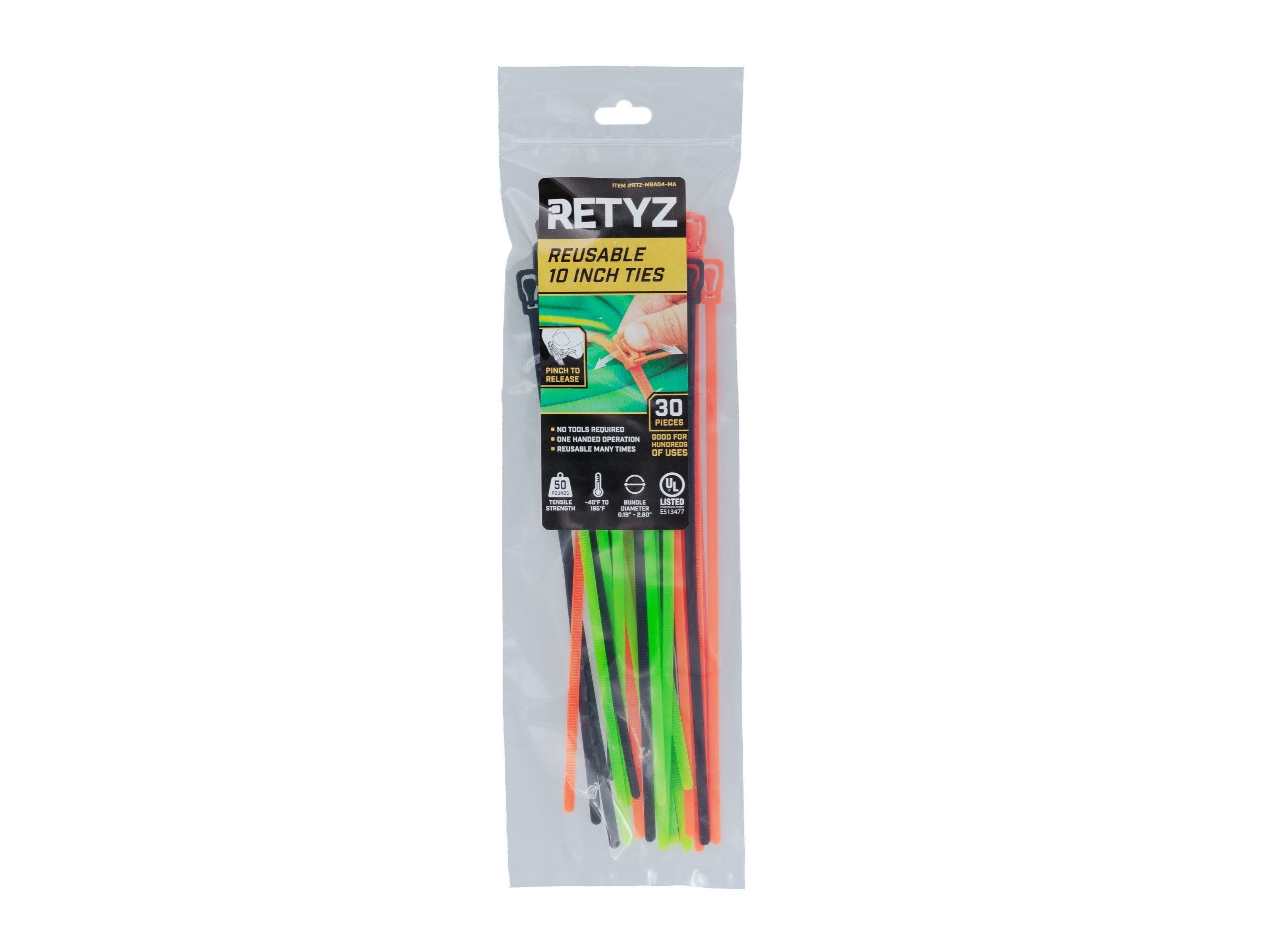 RETYZ EveryTie 10 Inch MultiPack Releasable Tie - 30 Pack - Walmart.com