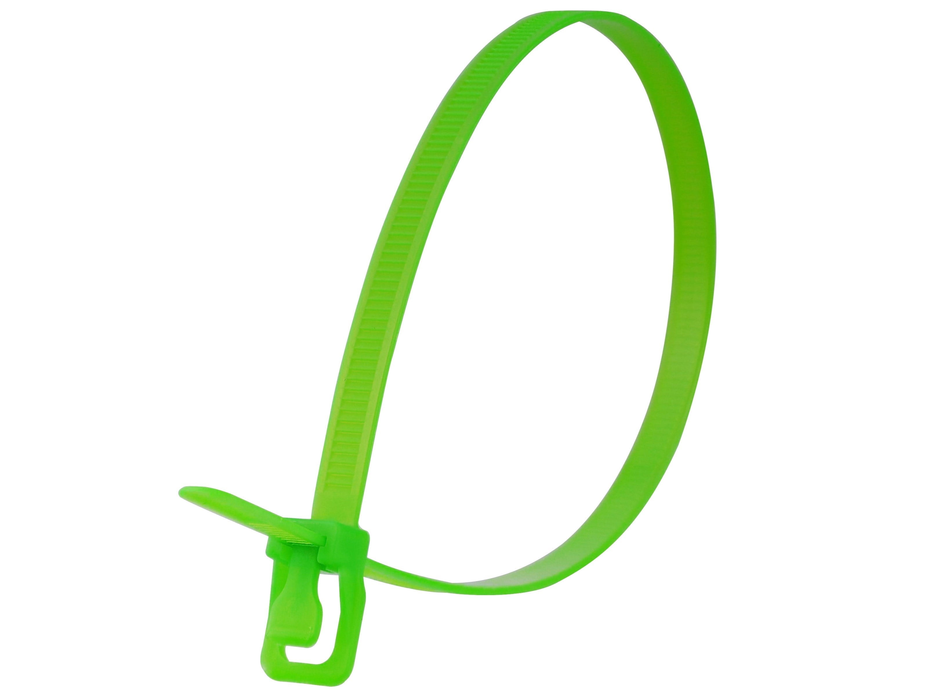 Retyz Releasable Tie,Fluor. Green,Nylon,PK100 WKT-S24FG-TA - Walmart.com