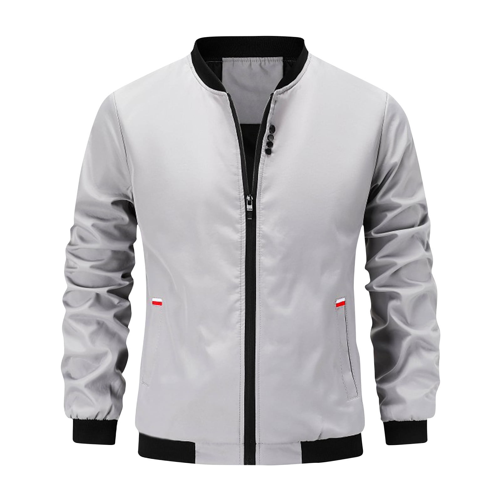 REUFTI Men's Stylish Solid Color Jacket - Zipper Pockets, Sporty ...