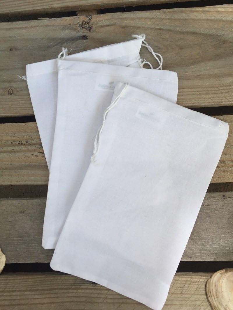 REUSABLE FRIENDLY COTTON SINGLE DRAWSTRING MUSLIN BAGS 3"x5" NATURAL ...