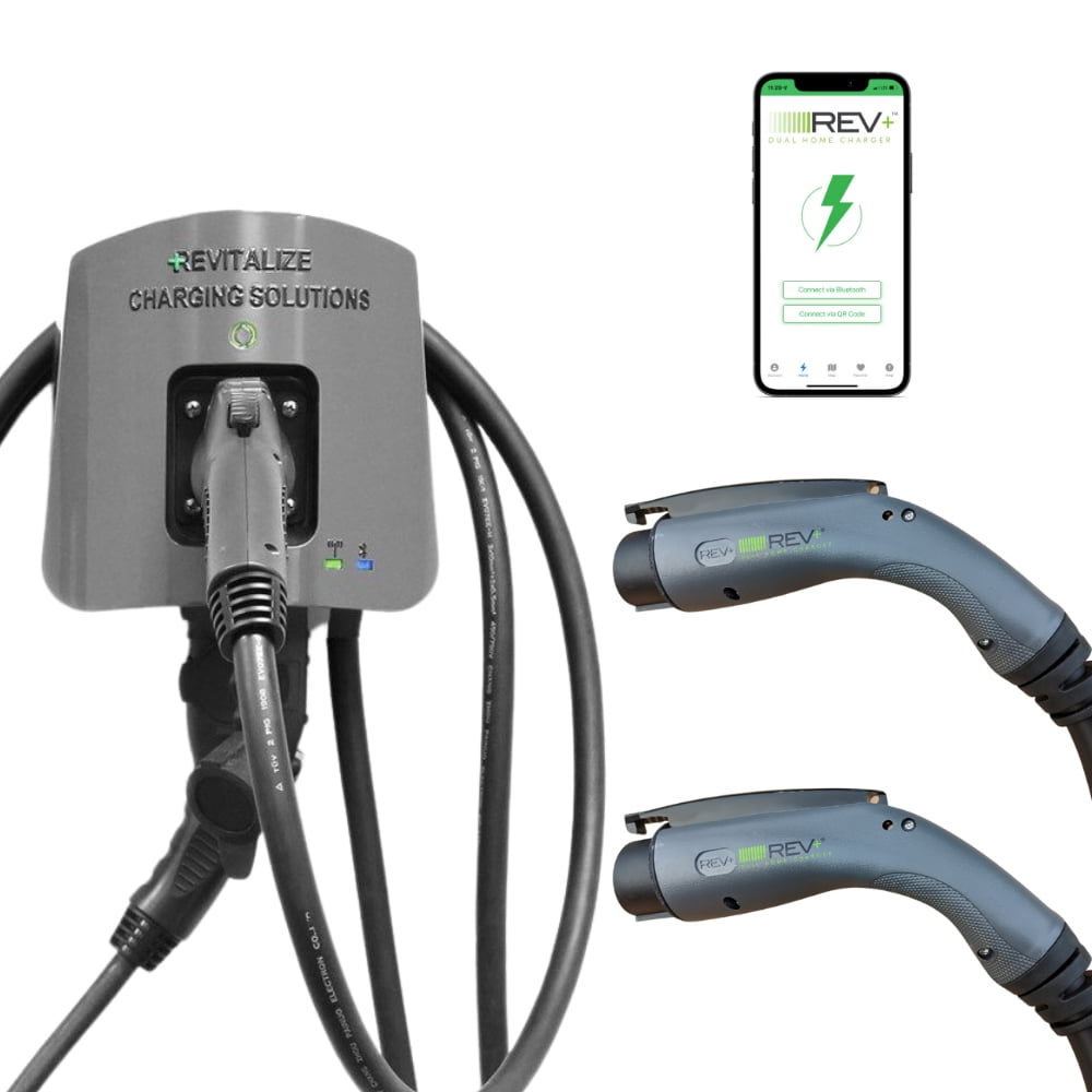 REV+ Dual-Port, Level 2, Electric Vehicle Charger, 50 Amps, Wifi ...