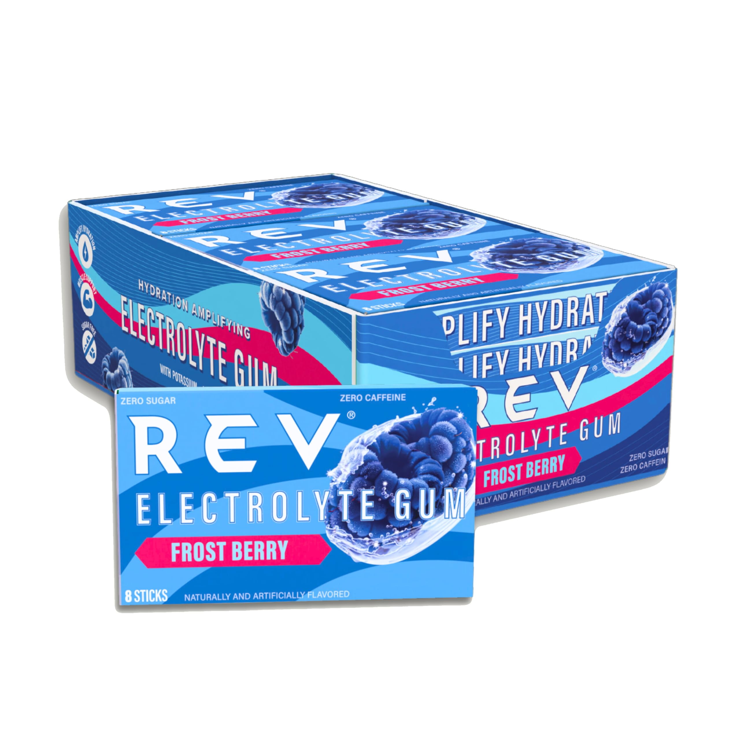 REV Electrolyte Gum, Frost KEF28 Berry, Sugar-Free with Essential ...