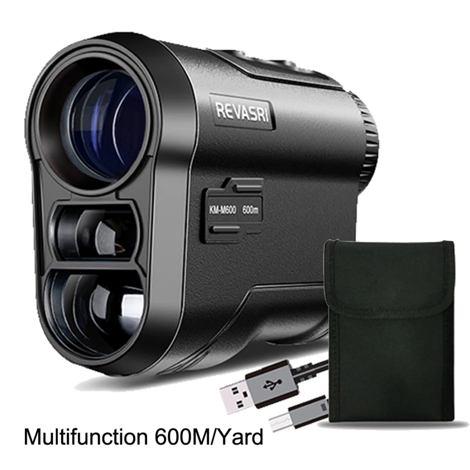 REVASRI Golf Laser Rangefinder 600M Telescope with Flag-Lock Slope Pin Distance Meter for 1000M ...