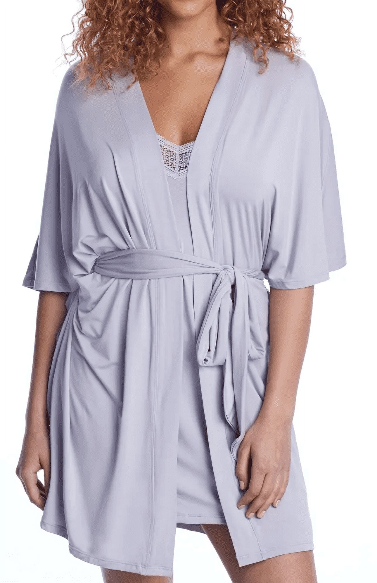 REVEAL Platinum Flat Lace Soft Stretch Modal Robe, US Medium/Large ...