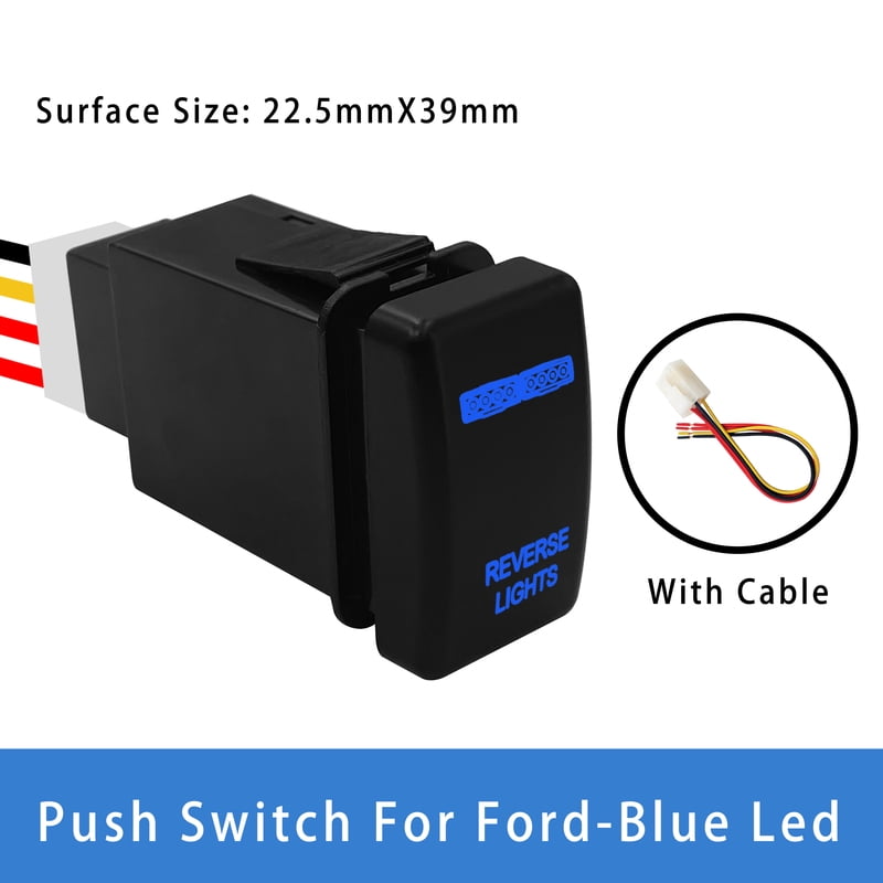 REVERSE LIGHTS-Blue Led Push Switch Button with Wiring Connector for ...