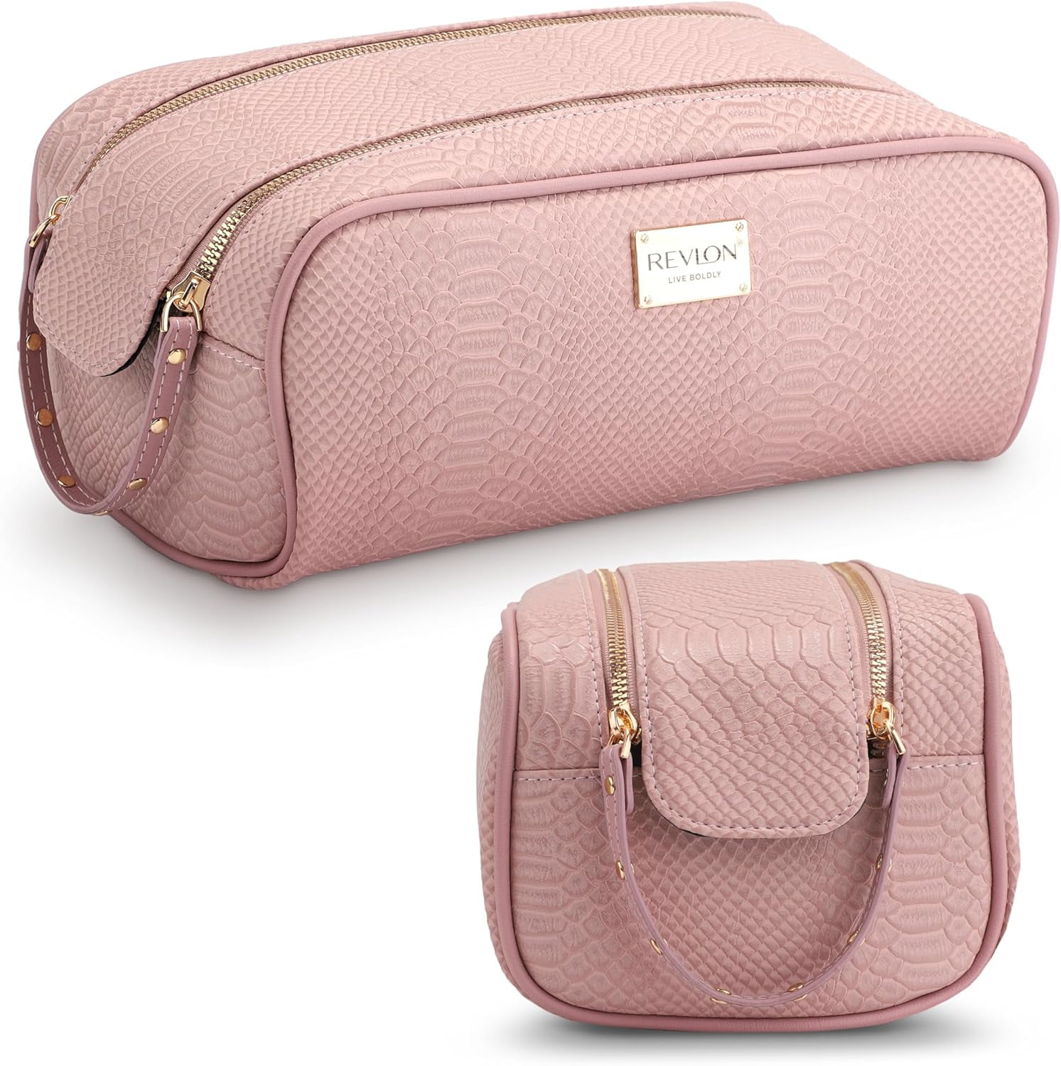 REVLON Croc Embossed Makeup Pouch, Makeup Organizer Bag & Travel Case ...