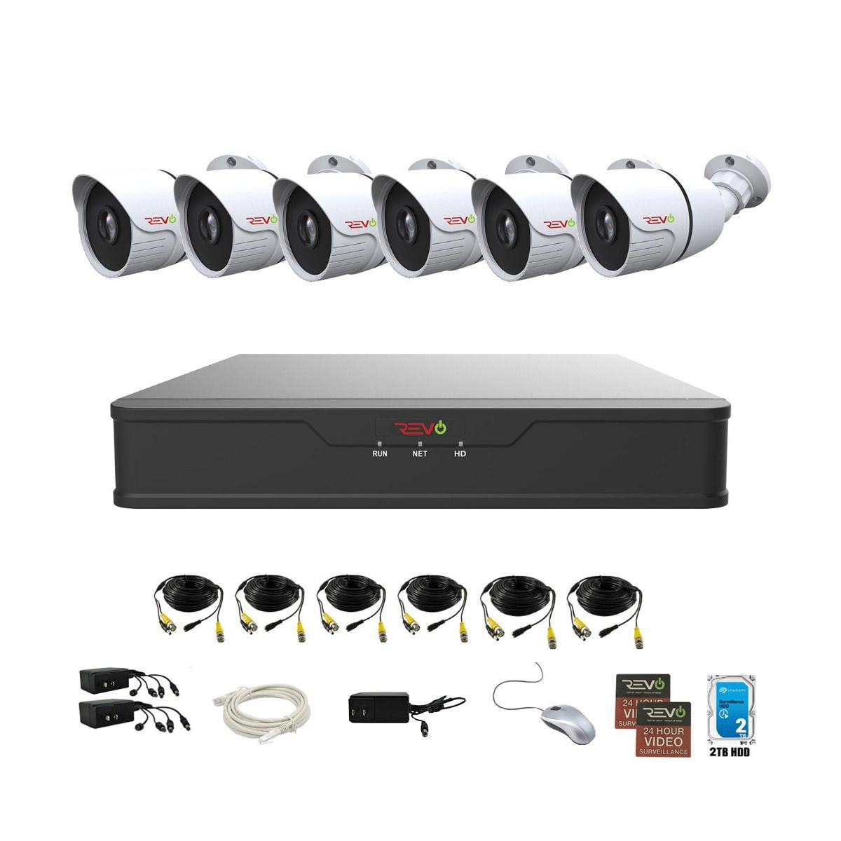 REVO Hybrid 8CH. 2TB HDD DVR Video Surveillance System, 6 x 1080p Full ...