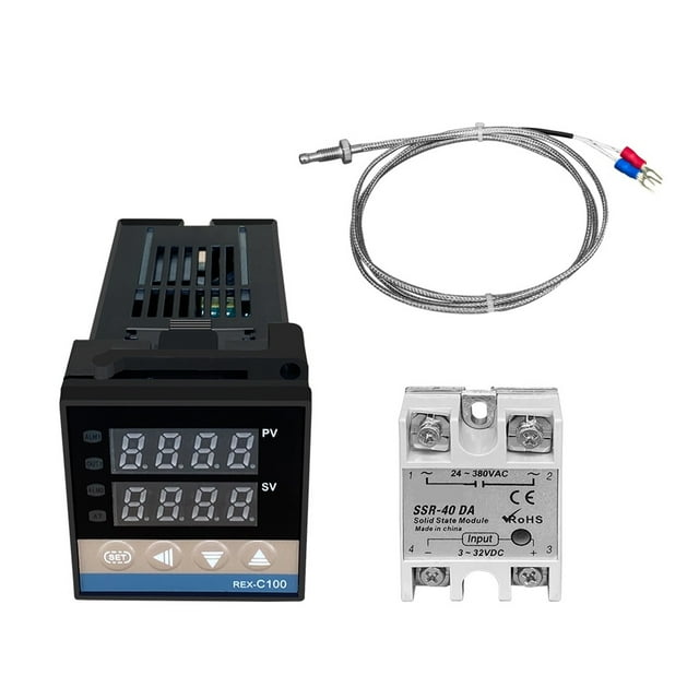 REX-C100 Digital PID Temperature Controller Thermostat,SSR Output Max.40A SSR Relay K ...