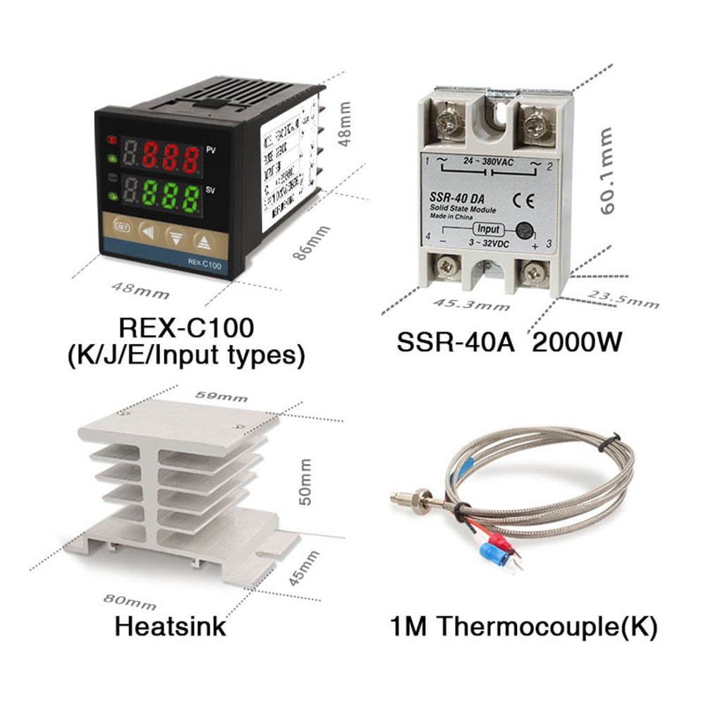 REX-C100 PID Temperature Controller 110-220V 400掳C Digital Thermostat ...