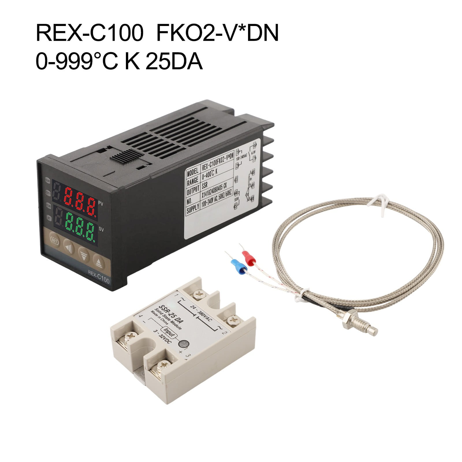 REX-C100 for SSR DN+ for SSR-25DA+M6 British 1mTemperature Controller and Thermocouple - Walmart.com