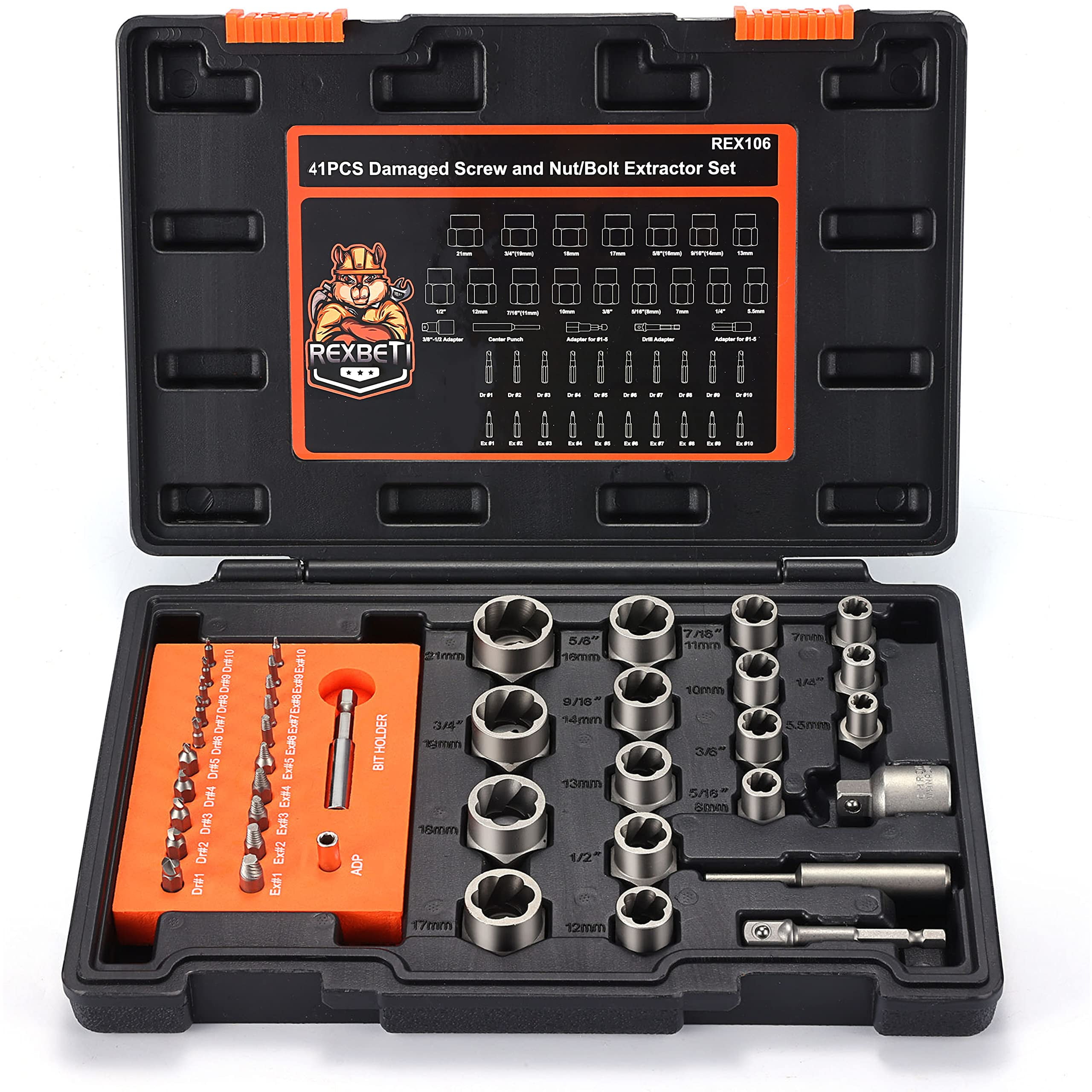 REXBETI 41-Piece Impact Bolt Extractor Screw Extractor Set Stripped ...