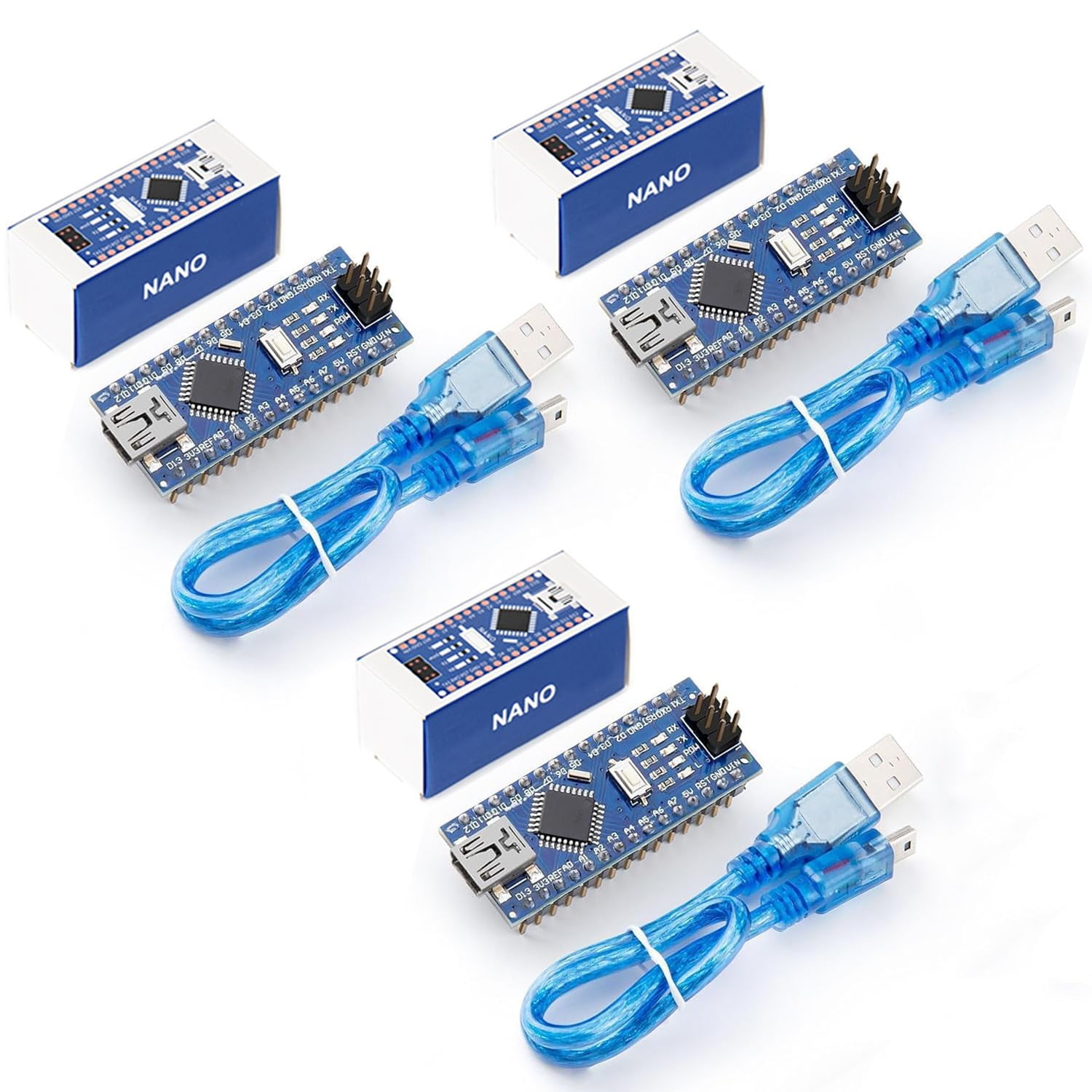 REXQualis Nano V3.0, 3pcs SSF20 Nano Board CH340 / ATmega328P with USB Cable, Compatible with ...