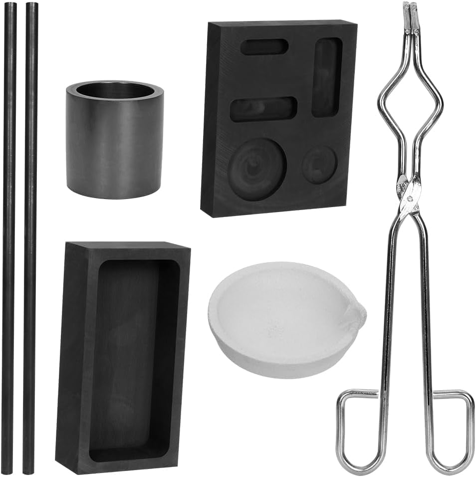 REYUAN 7 Pcs Graphite Crucible Melting Casting Kit - Gold Smelting Set ...