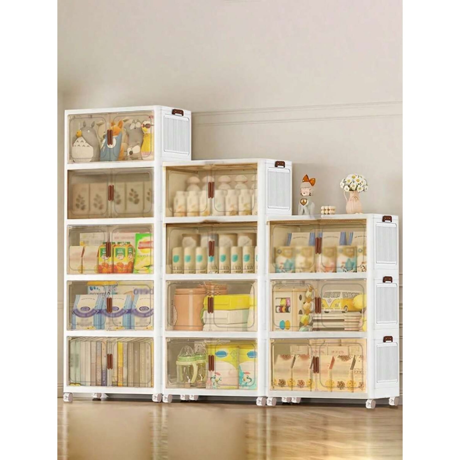 REZJSWFSMMJ 70cm3layers Storage Box Stacked Folding Storage Cabinet ...