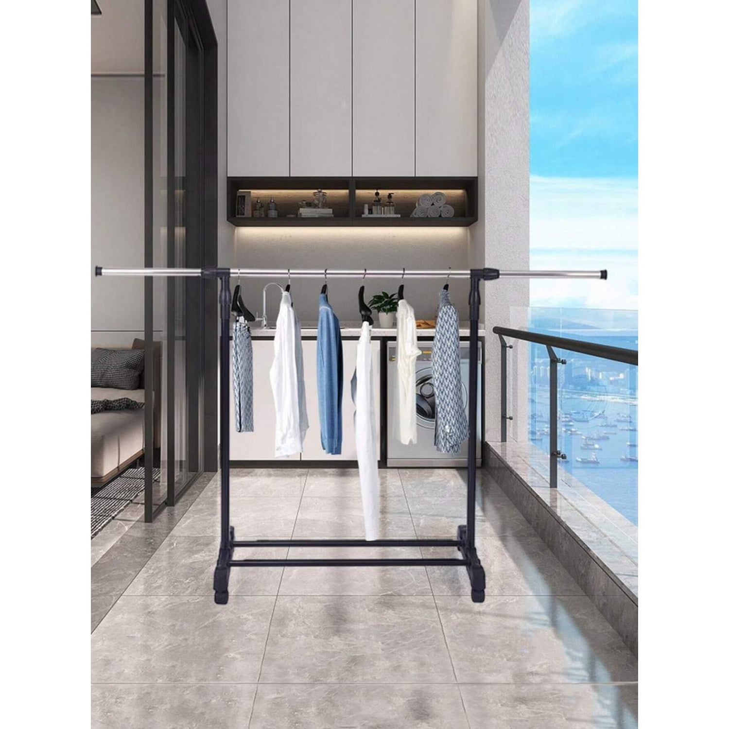 REZJSWFSMMJ Double Clothing Rack, 130LB Capacity Heavy Duty Garment ...