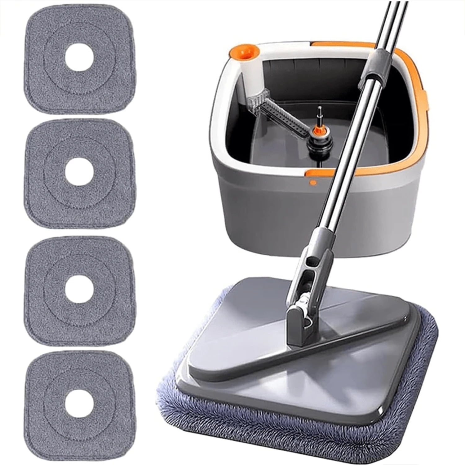 REZJSWFSMMJ Mop and Bucket Set, 4 Mop Cloths,Easy-to-use Spin Mop with ...