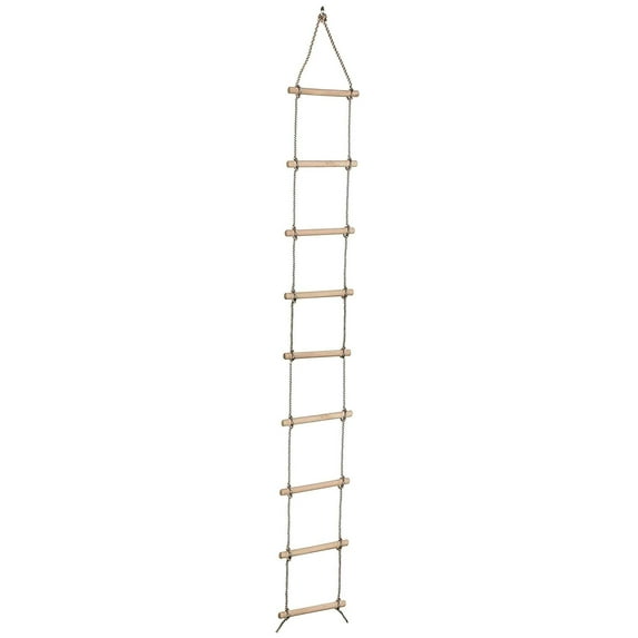 REZNOR 9 Rungs Wooden Climbing Ladder Hanging Rope Indoor Outdoor Play ...