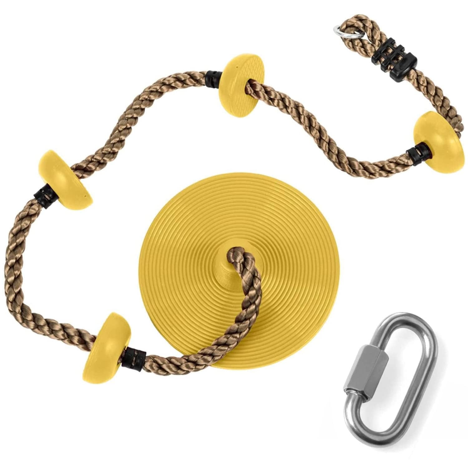 REZNOR Platform Disc Tree Swing Seat Climbing Knot Rope with Carabiner ...