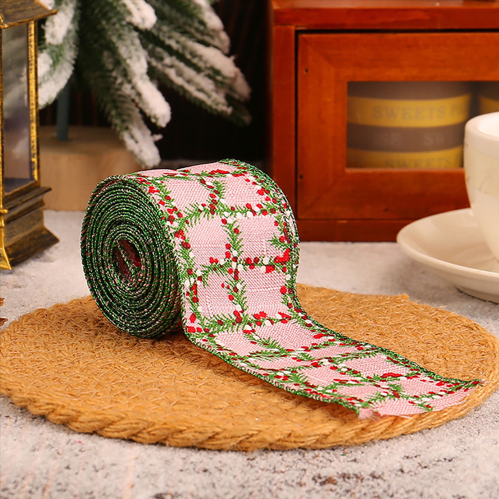 REZUOFI 4 Pcs Christmas Checkered Webbing Roll, Festive Bow Ribbon for ...