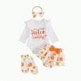 REgarm Baby Girl Halloween Outfit Letters Pumpkin Ghost Print Long Sleeves Romper Shorts Baby ...