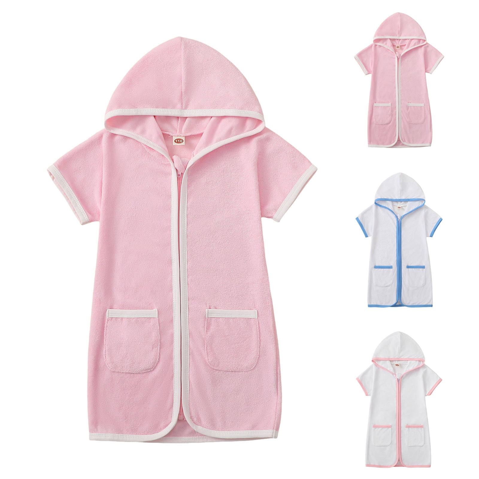 REgarm Girls Boys Terry Cloth Swim Cover Up Zip Up Hooded Bathing Suit ...