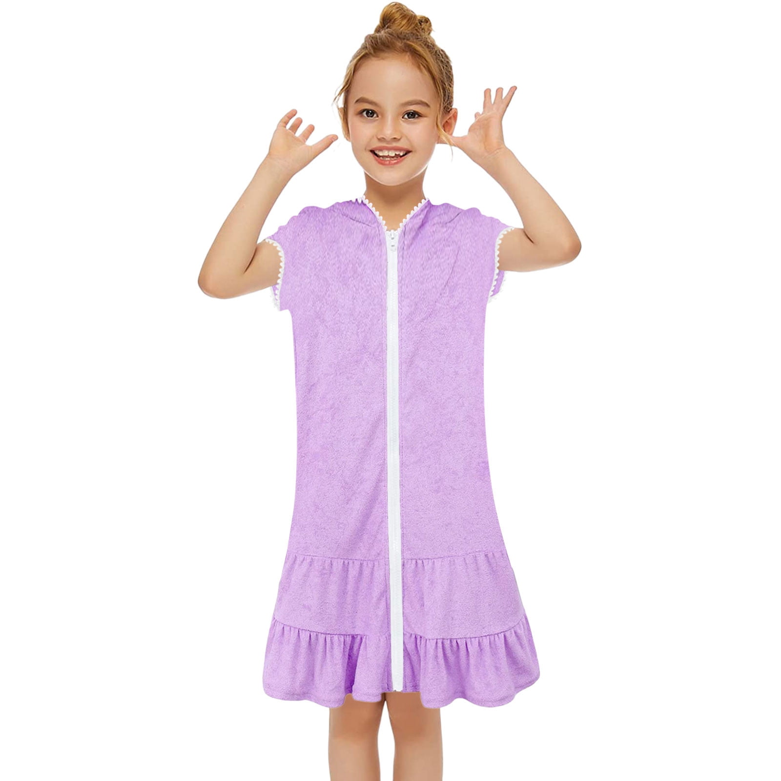 REgarm Swim Cover Up Girls Swimsuit Coverup Terry Hooded Zip-Up Bathing ...