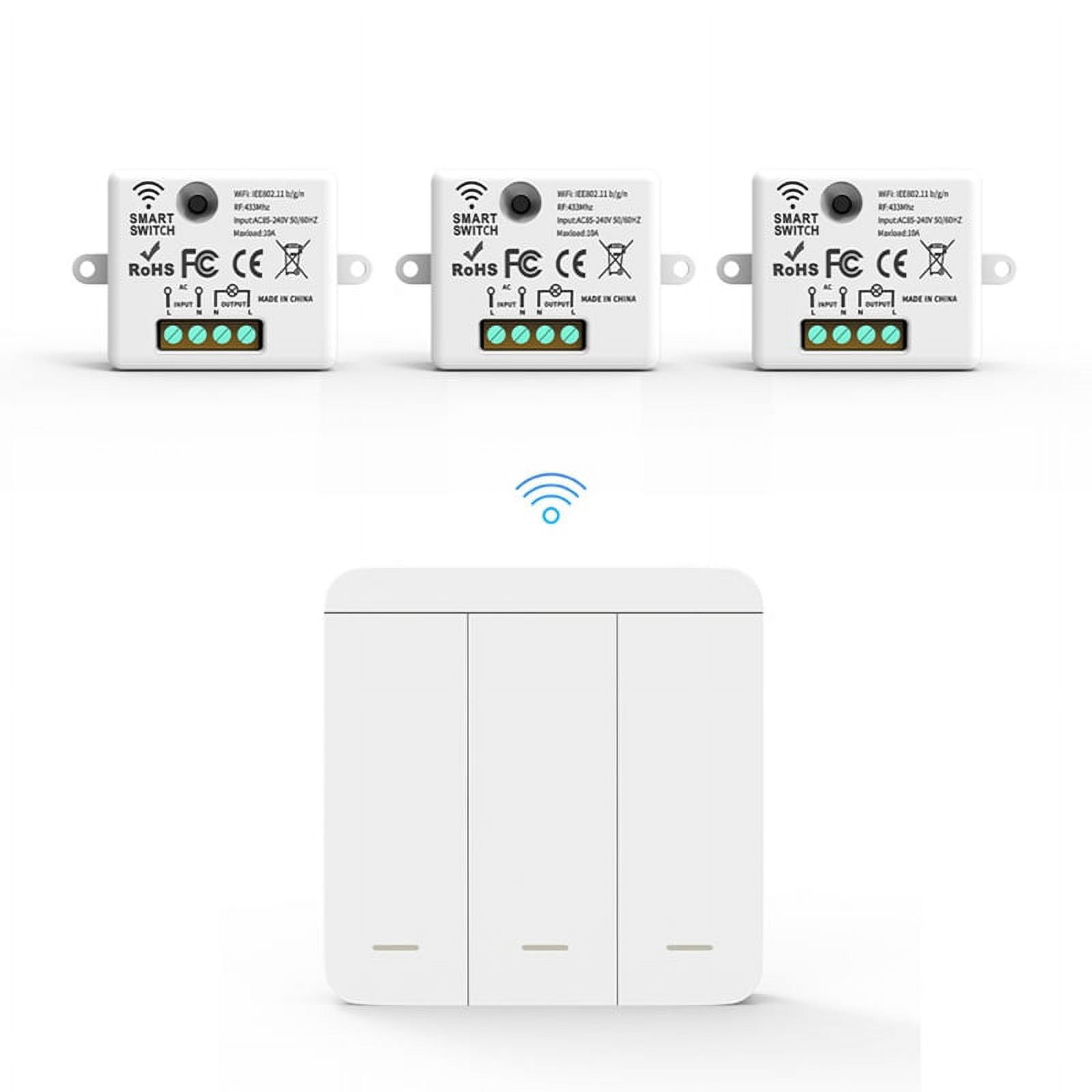 433Mhz Relay Receiver with 1x 3Gang Panel Switch - Walmart.com