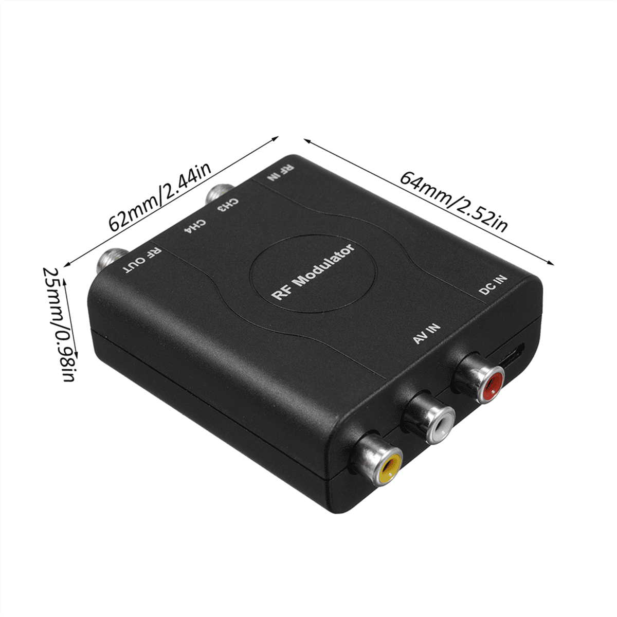 RF Modulator AV to RF Converter M61A AV TO RF CH3/CH4 Channels Video Input Adapter for VHF ...