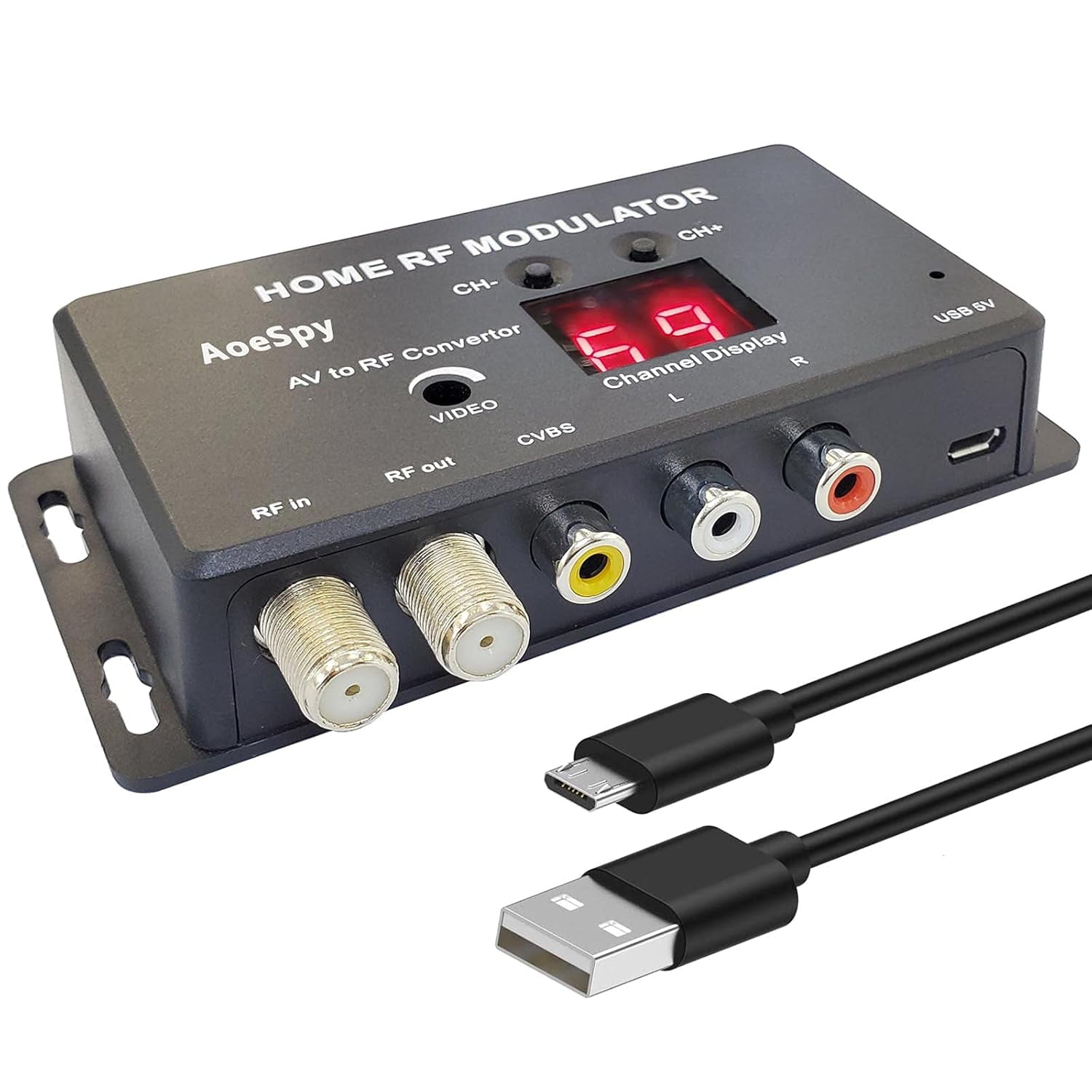 RF Modulator to Coaxial Converter UHF Adapter w/Channel Switch for TV ...